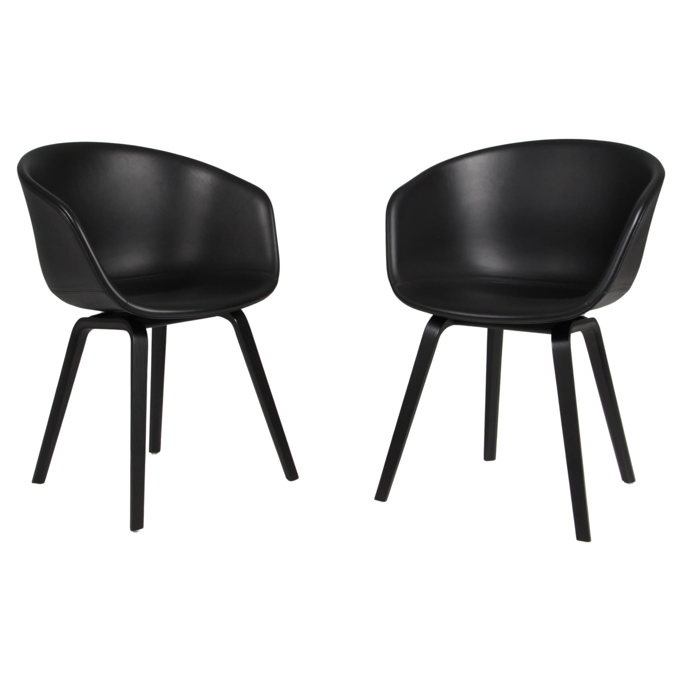 Hay dining chaurs model AAC22, Black stained oak and original black ...