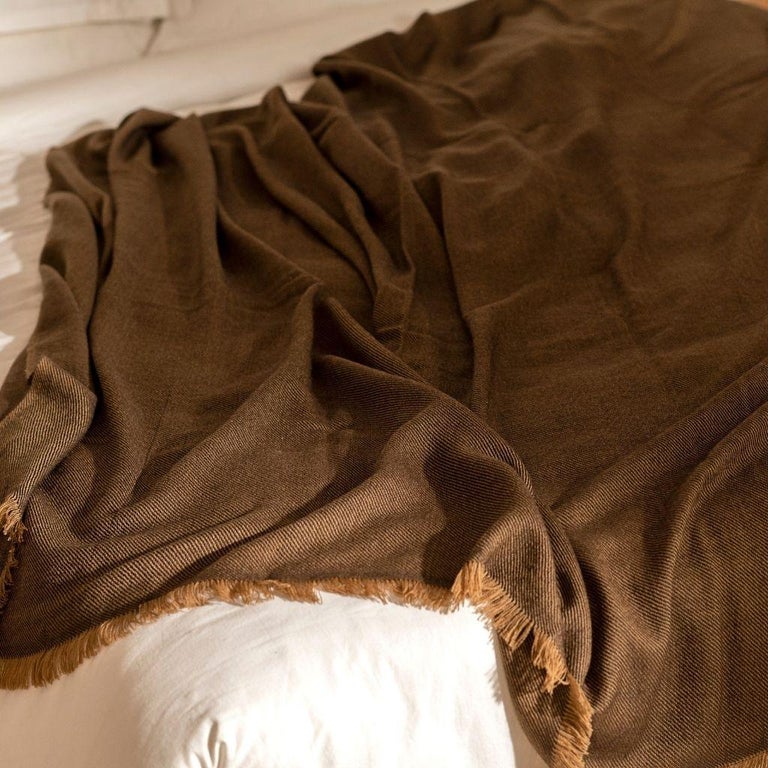 Hay Merino Handloom Soft Throw / Blanket In Warm Shades of Earthy Brown ...