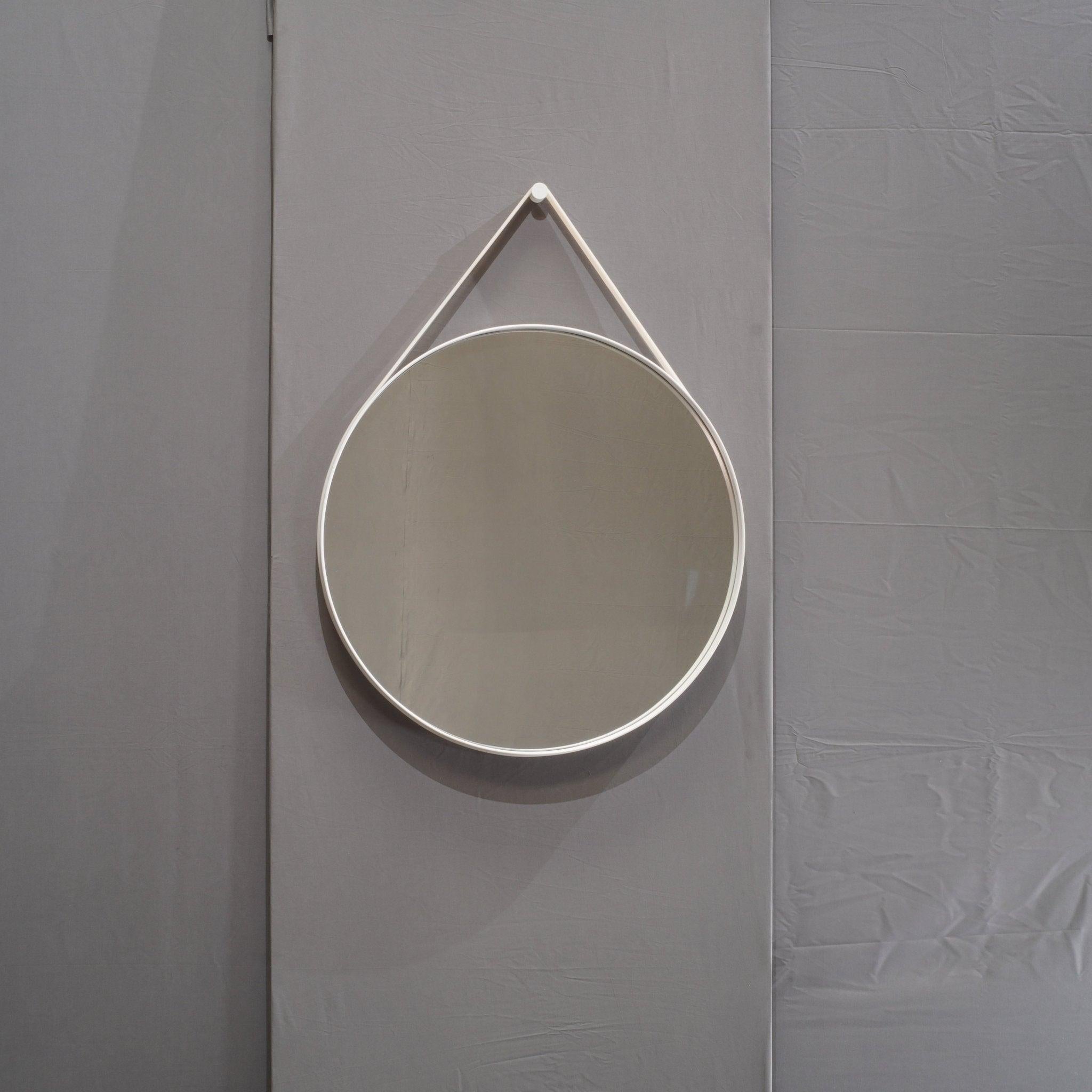 Hay Round Mirror with Detachable Strap For Sale at 1stDibs