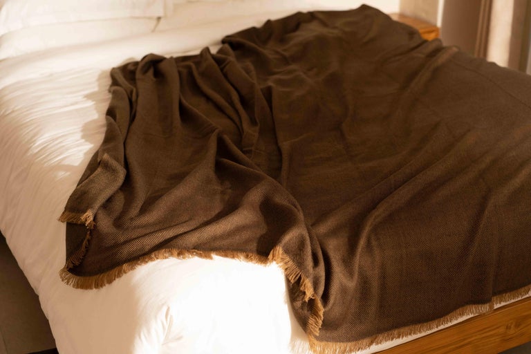 Hay, Warm Brown Shade King Size Bedspread / Coverlet Handwoven in Soft ...