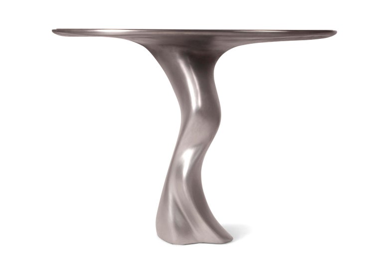 Amorph Haya Console Table Stainless Steel Finish with Walnut Top Wall ...