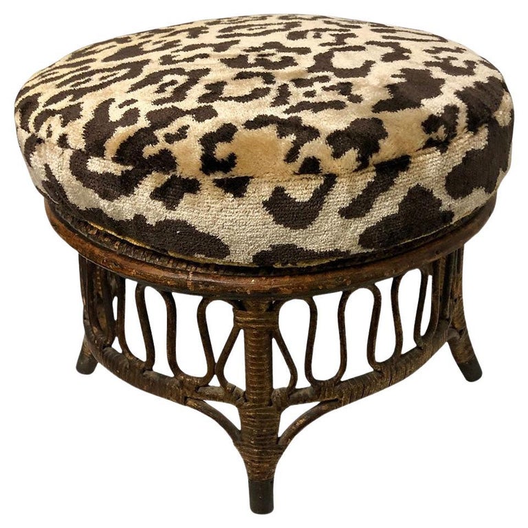 Haywood Wakefield Stool in Tiger Velvet Upholstery For Sale at 1stDibs