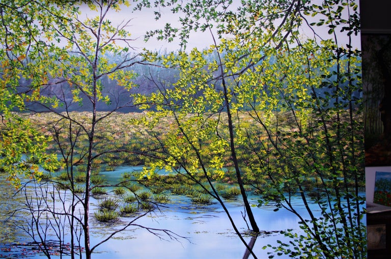 Hazel Thomson - Delamere Moss in Autumn, Painting, Oil on Canvas For ...