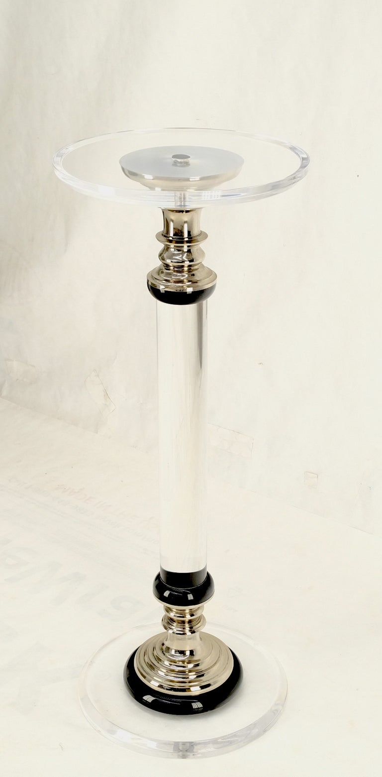 Mid Century Modern Haziza Clear Lucite Round Pedestal Side Table Stand ...