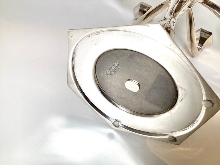 Hazorfim Eight Light Modern Sterling Judaica Candelabra For Sale at 1stDibs