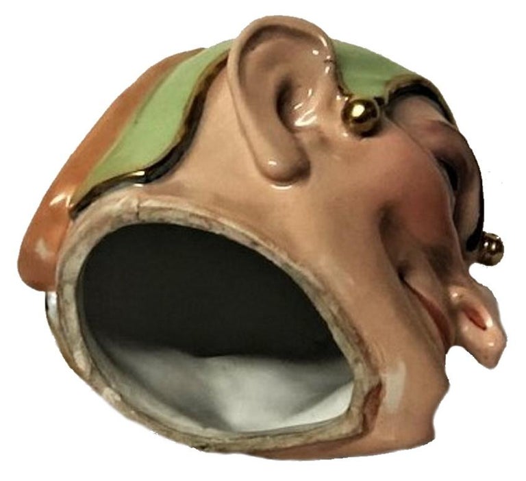 Head of Jester, Vintage European Art Deco Porcelain Sculpture, ca. 1930 ...