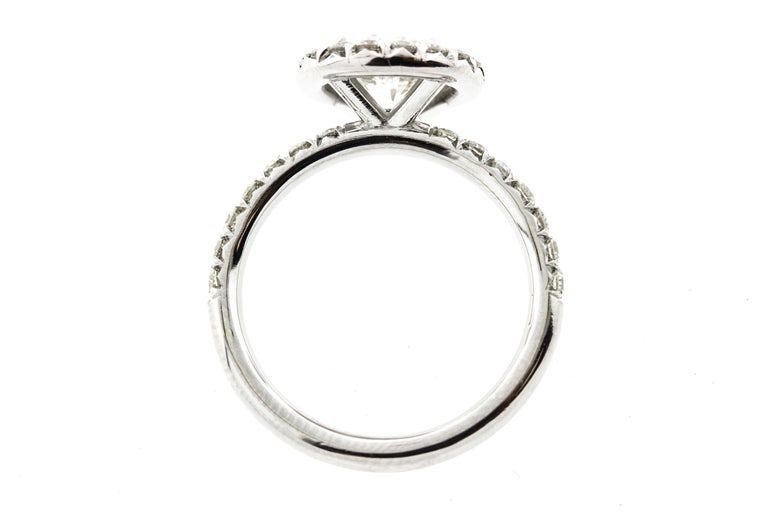 Head-on-Shank Round Diamond Halo Engagement Ring 'GIA' For Sale at ...