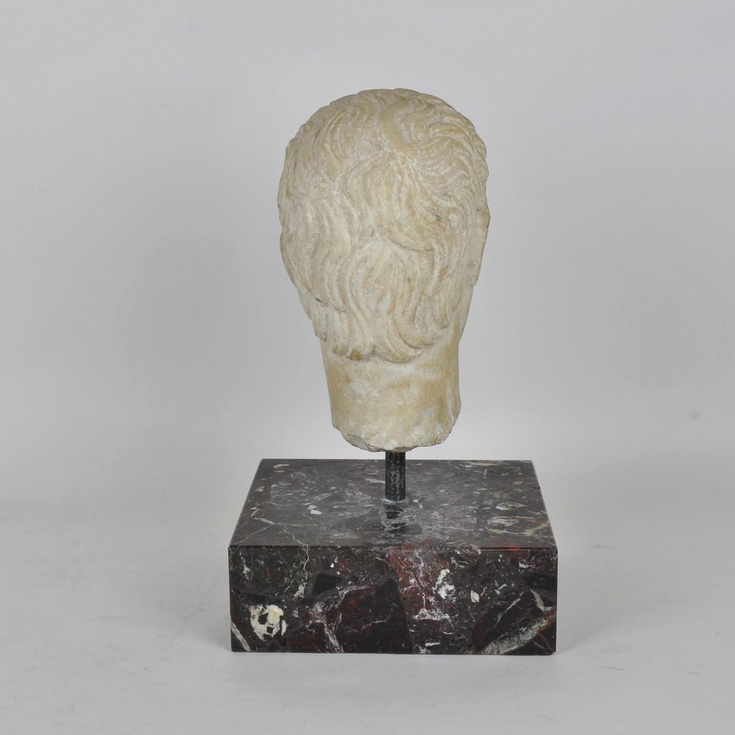 Head Sculpted in Marble, on Base, 19th Century For Sale at 1stDibs