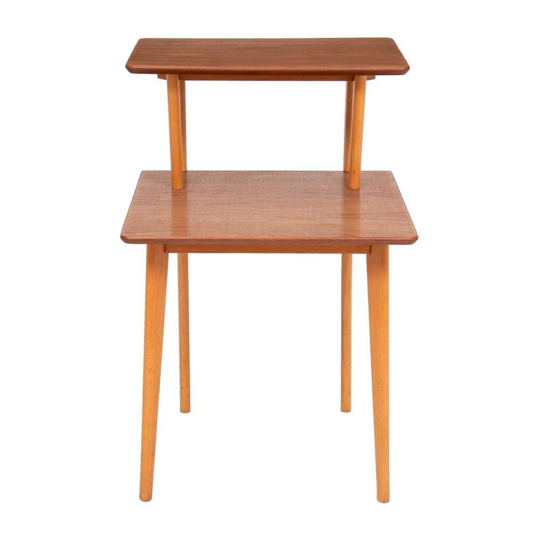 Heals Two-Tier Walnut and Beech Side Table, c.1960 For Sale at 1stDibs