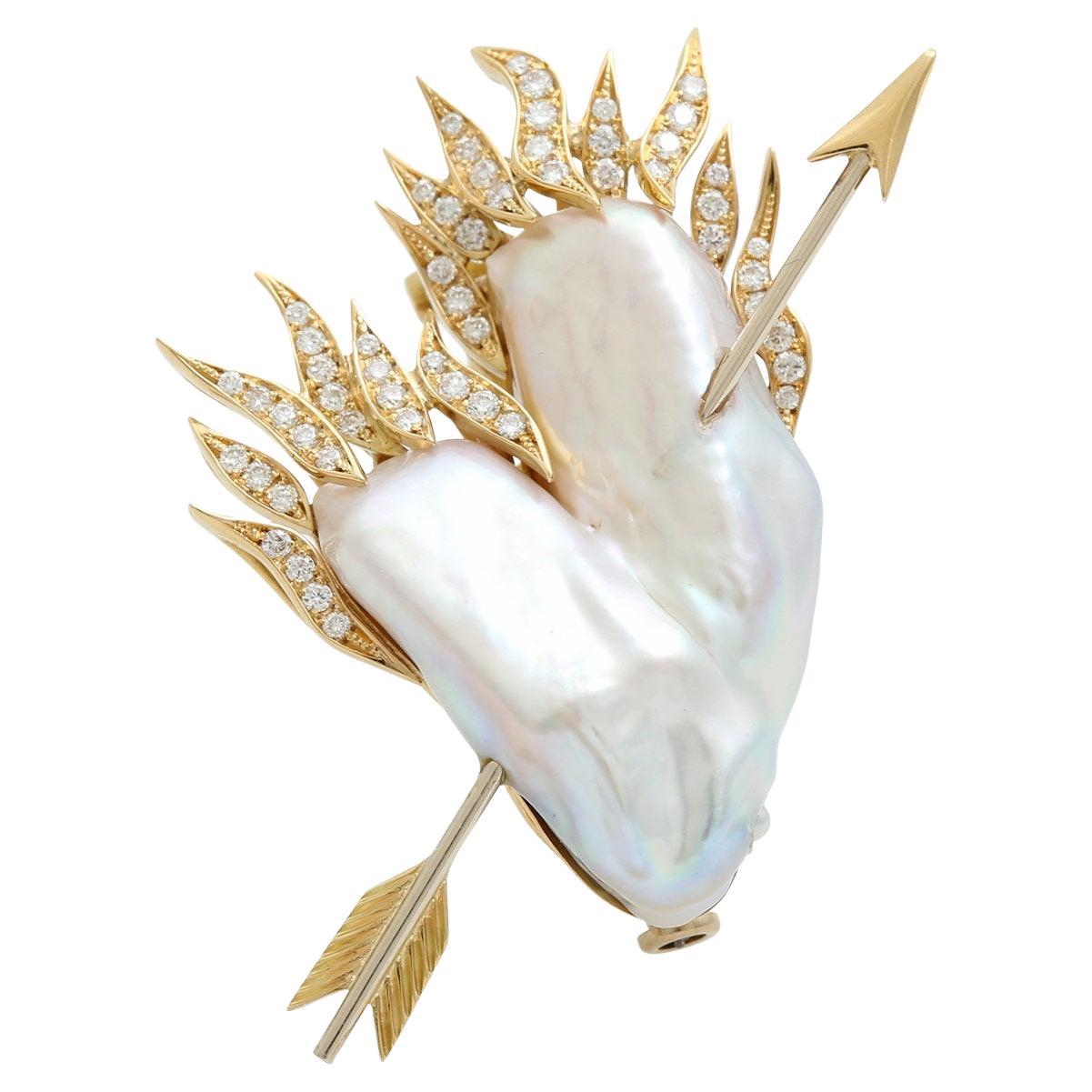 VERDURA Iconic Wrapped Ruby Diamond Heart Brooch at 1stDibs