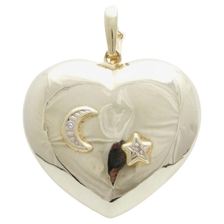 Clip pendant heart with 54 diamonds For Sale at 1stDibs