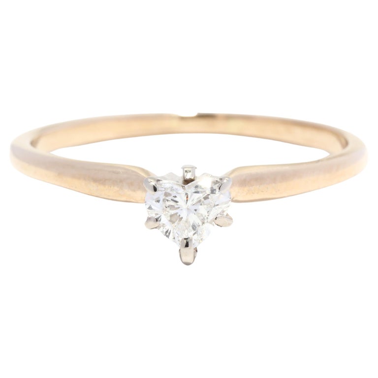 Heart Cut Diamond Solitaire Engagement Ring, 14K Yellow Gold, Ring For ...