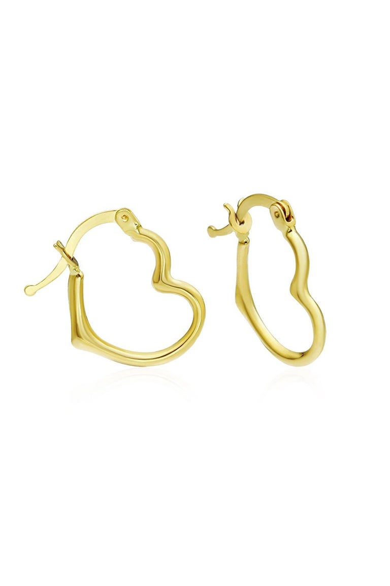 Heart Gold Earrings Studs, Tiny Heart Earrings, Heart Huggy Earrings ...