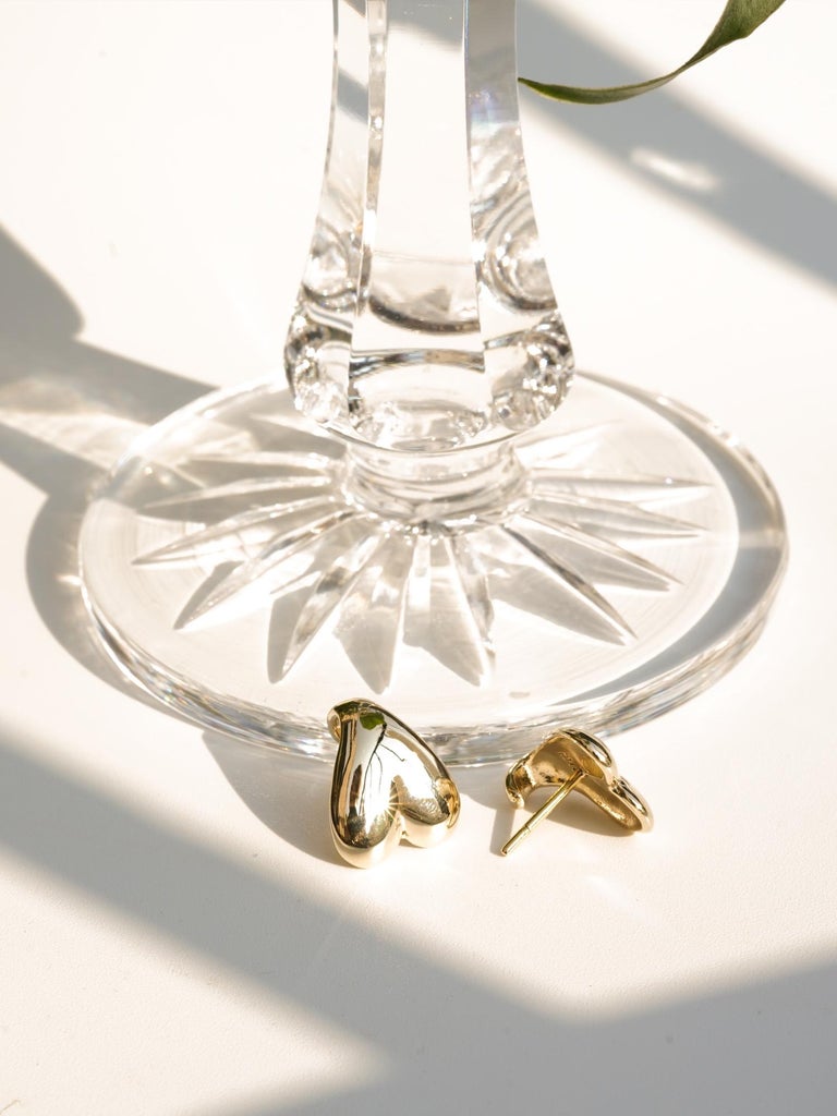 14 Karat Gold Heart Shaped Huggie Post Back Earrings by Mon Pilar For ...