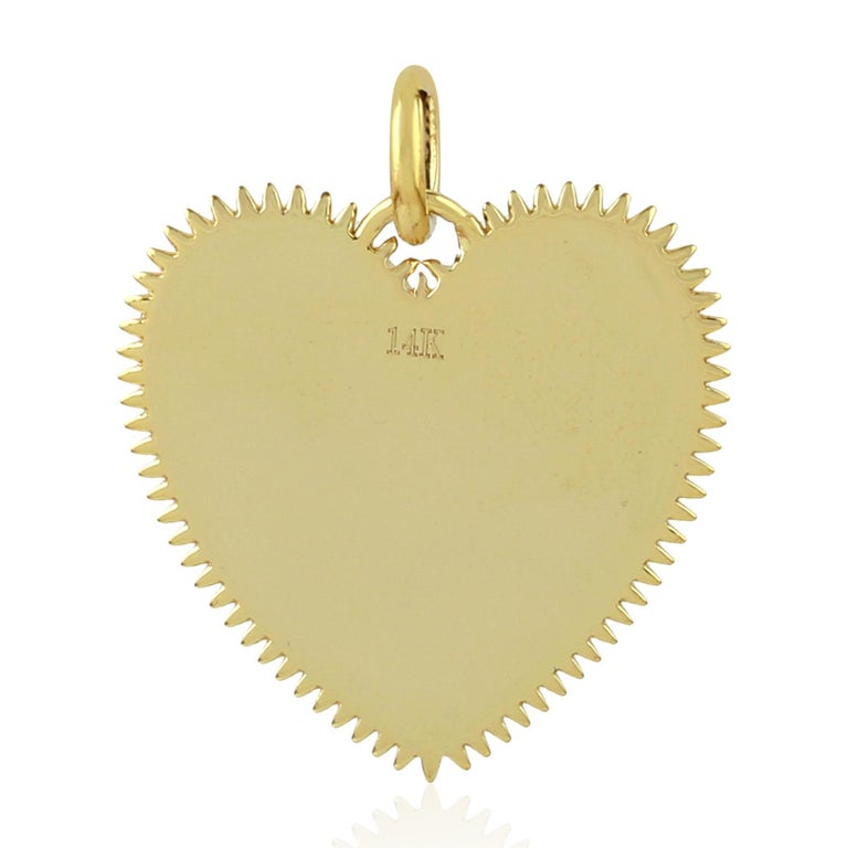 Heart Love Medallion 14 Karat Gold Charm Diamond Pendant Necklace For ...