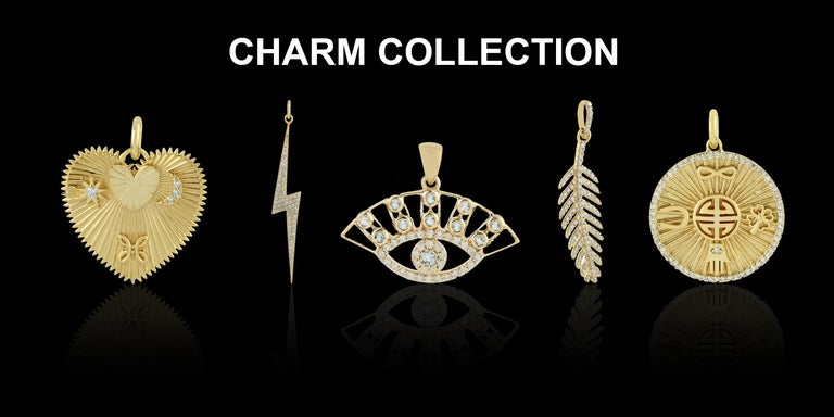 Heart Love Medallion 14 Karat Gold Charm Diamond Pendant Necklace For ...