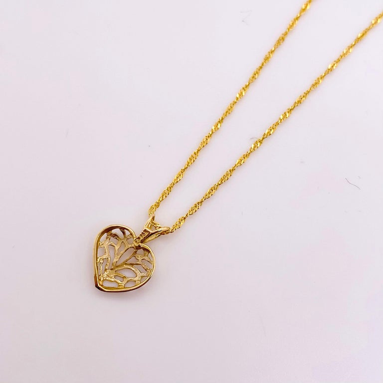 Heart Pendant Necklace Puffed with Diamond Cut Love Heart Pendant with ...