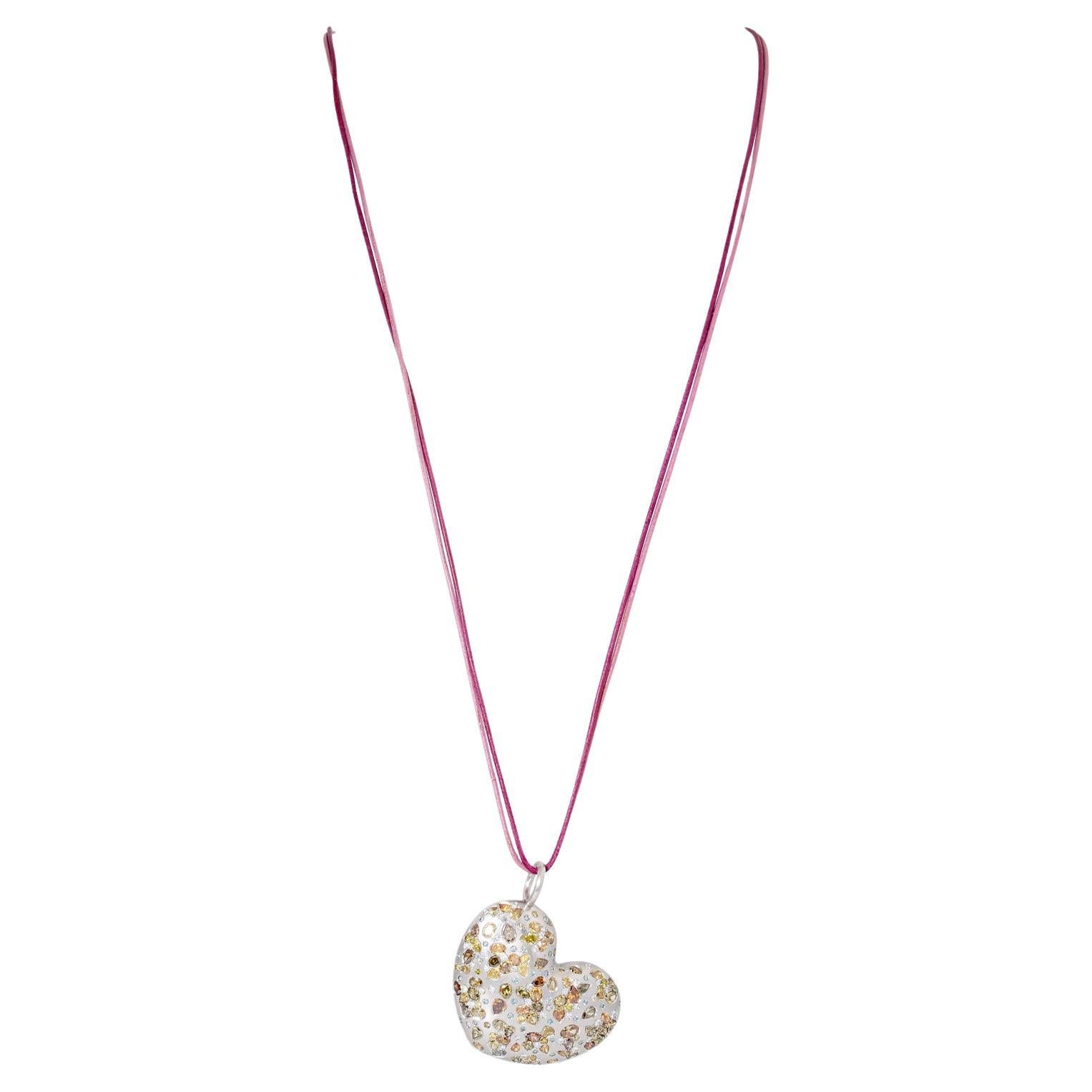 "Heart" Clip Pendant with Diamonds For Sale at 1stDibs