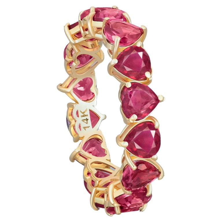 Herz Rubine 14k Gold Eternity-Ring, personalisierbar, im Angebot bei ...