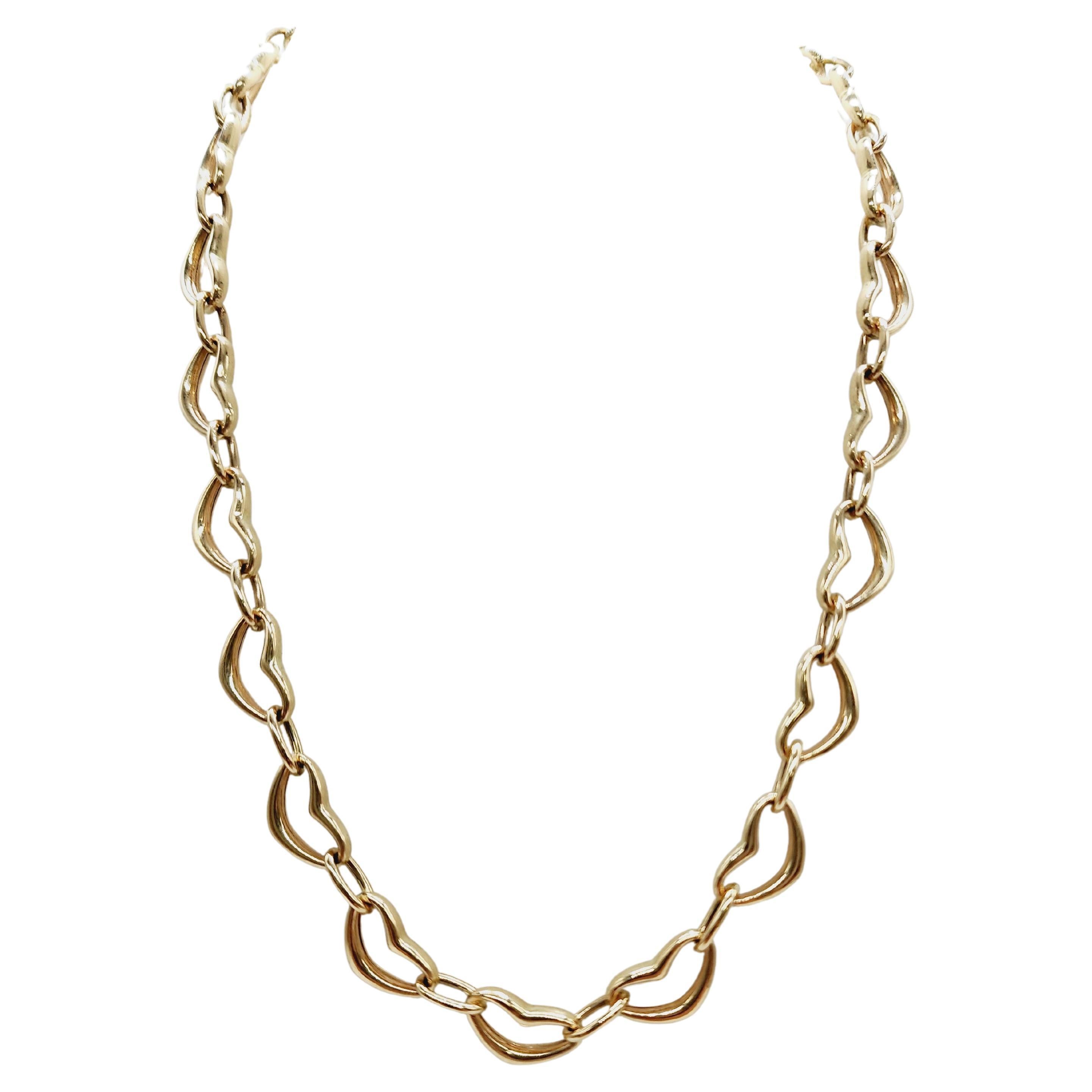 Heart Shape 14 karat Yellow Gold Italian Link Chain For Sale at 1stDibs