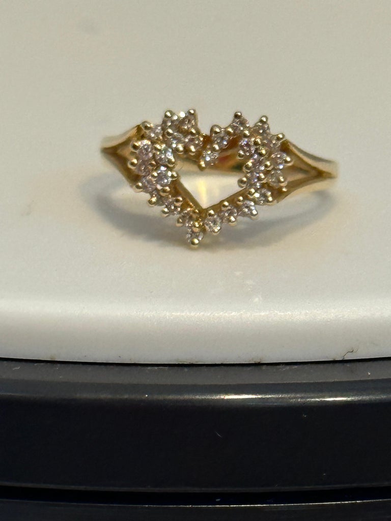 Heart Shape Gold and Diamond Cocktail 14 Karat Gold Ring For Sale at ...