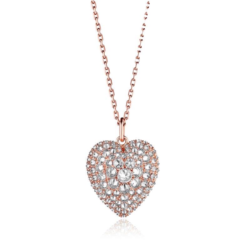 Reverse Set Diamond Heart Pendant For Sale at 1stDibs