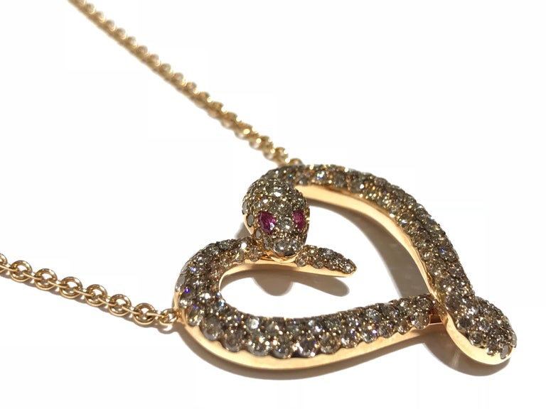 Heart Shape Snake Necklace For Sale at 1stDibs | snake heart shape