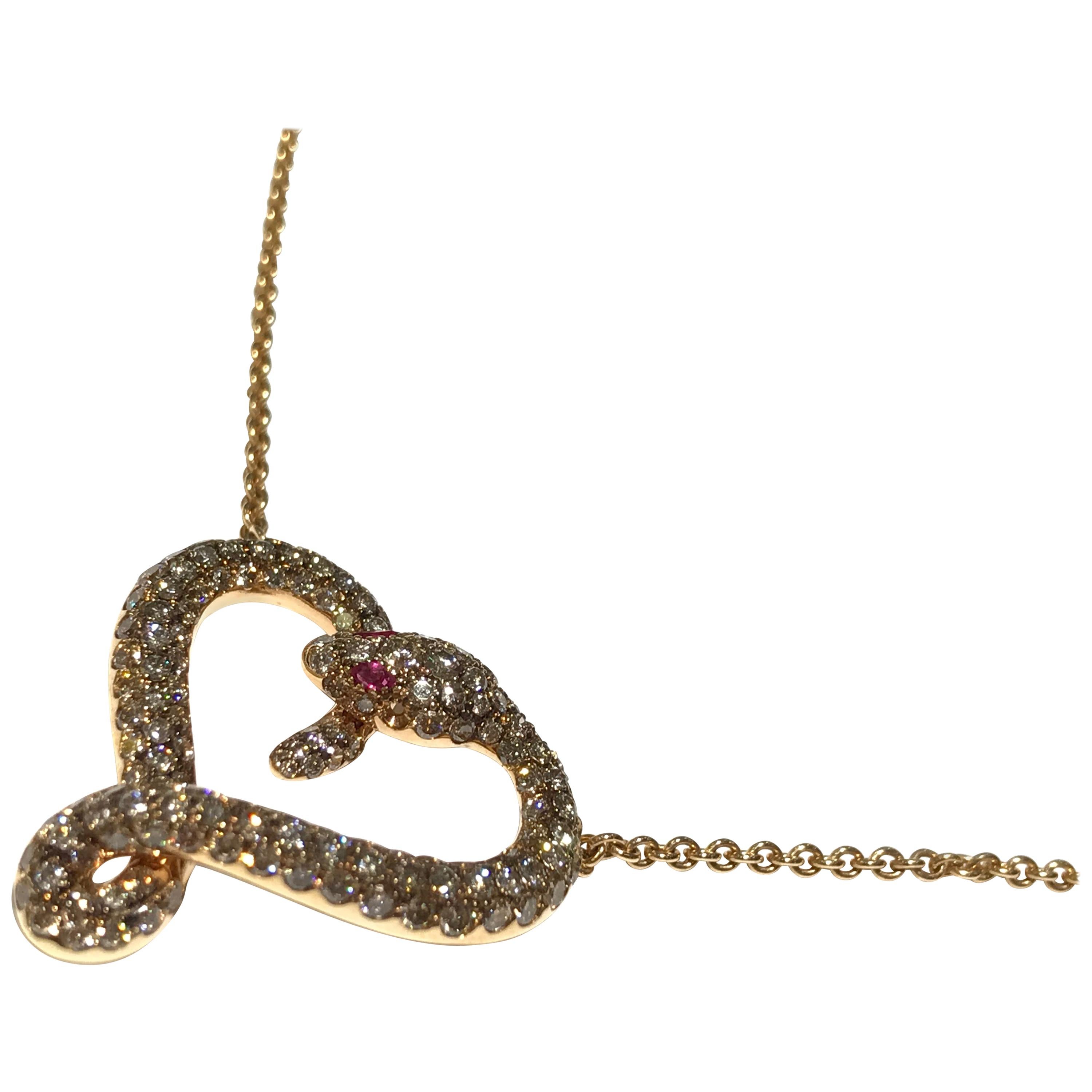 Heart Shape Snake Necklace For Sale at 1stDibs | snake heart shape