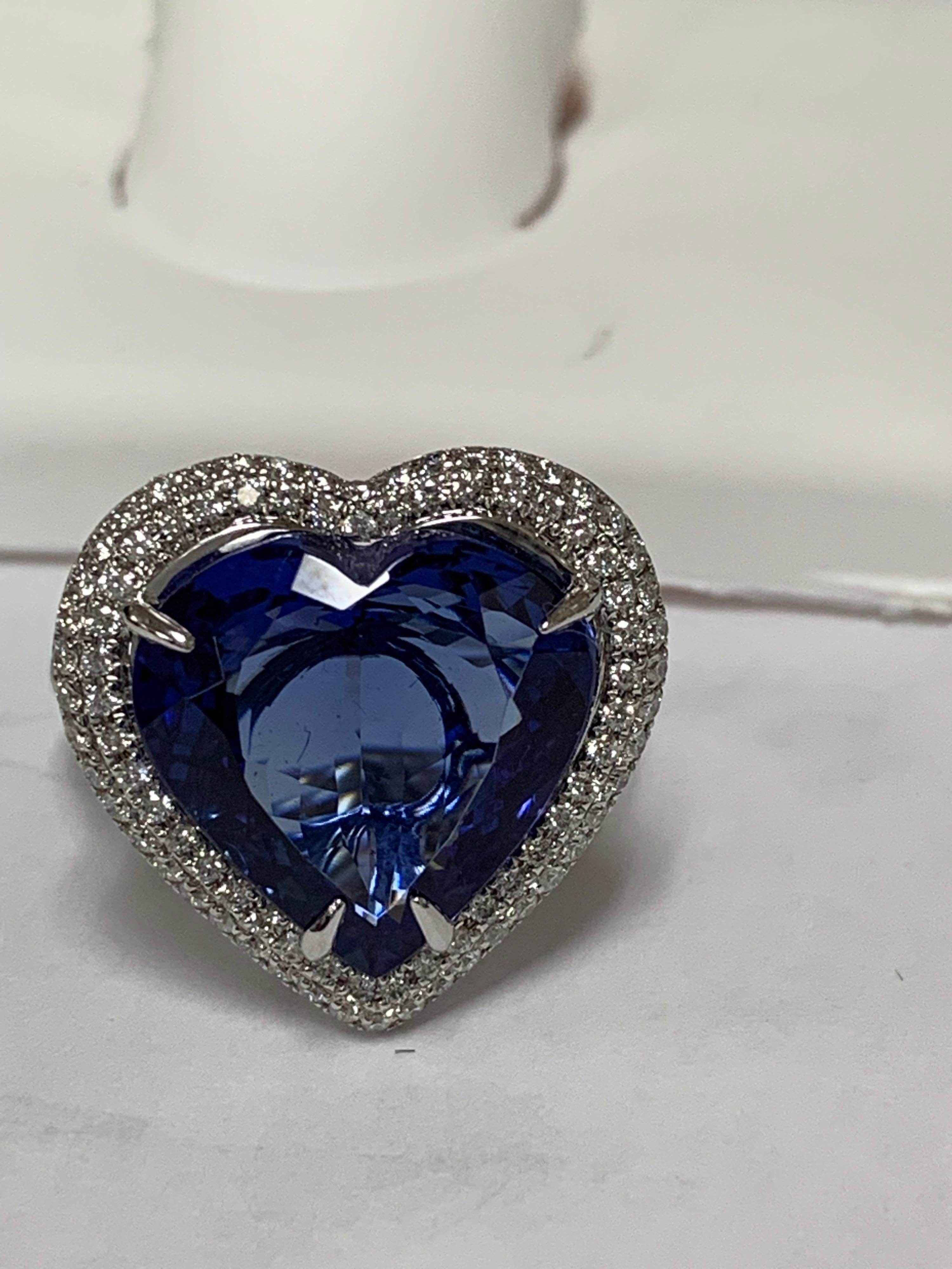 Heart Shape Tanzanite Diamonds Ring at 1stDibs