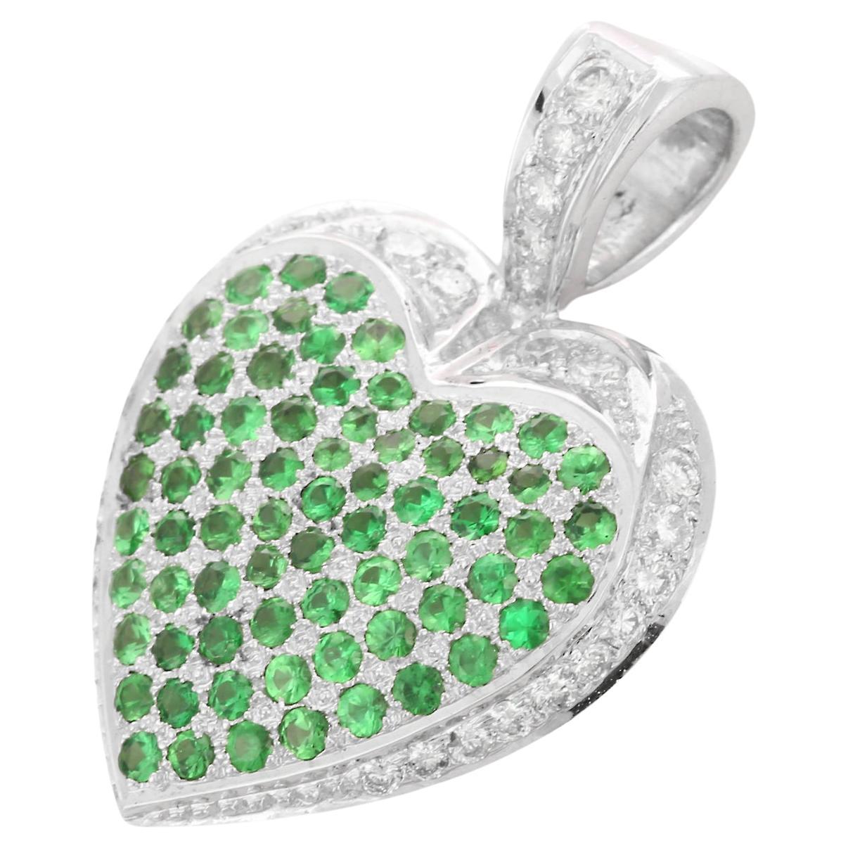 18k White Gold Multi-Color Gemstone and Diamond Grape Cluster Pendant ...