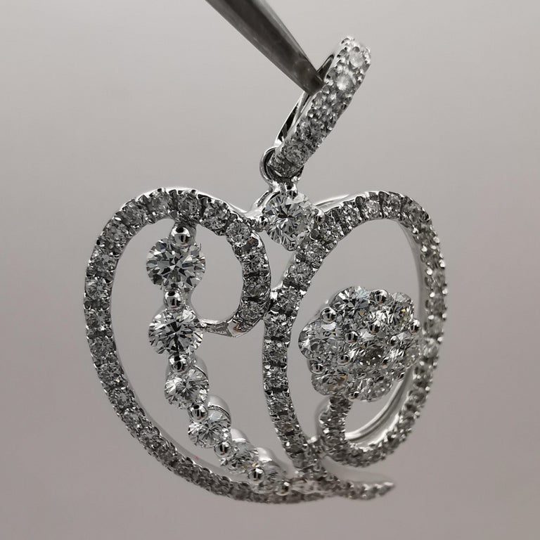 Heart-shaped Bell Pepper .97 Carat Diamond 18K White Gold Pendant ...