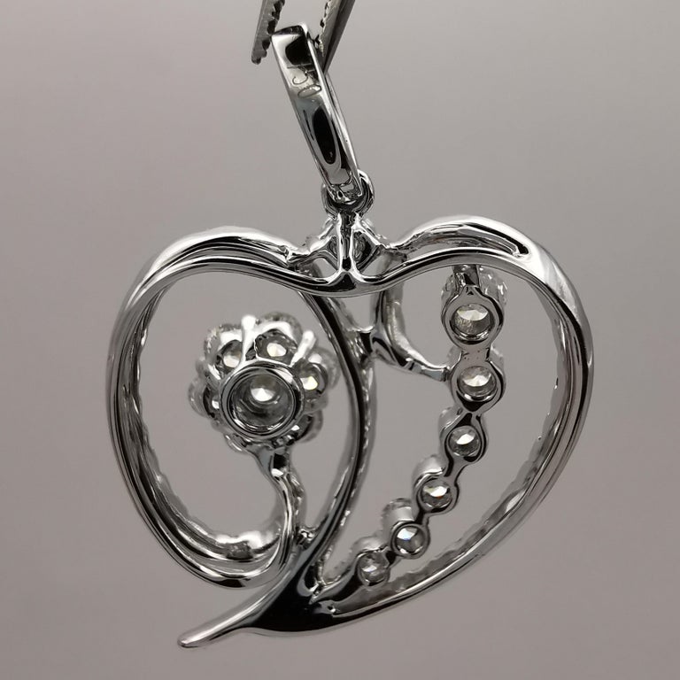 Heart-shaped Bell Pepper .97 Carat Diamond 18K White Gold Pendant ...