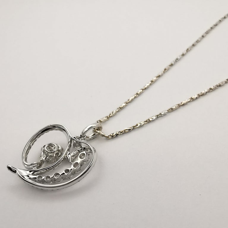 Heart-shaped Bell Pepper .97 Carat Diamond 18K White Gold Pendant ...