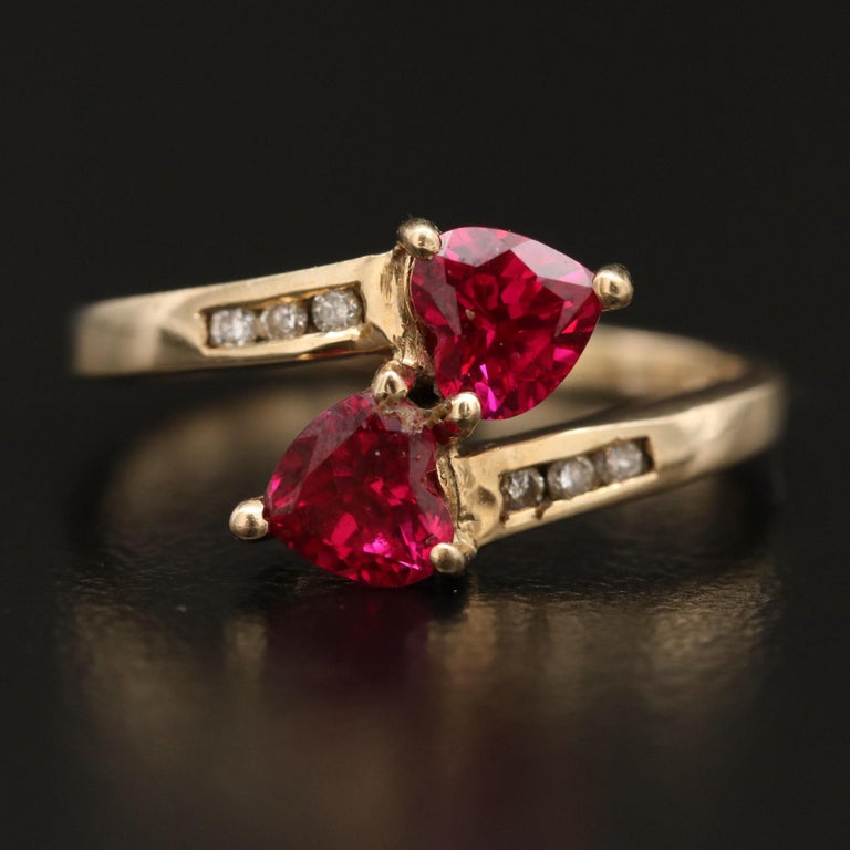 Customizable Heart Shaped Ruby Diamonds Engagement Ring for Her 18K ...