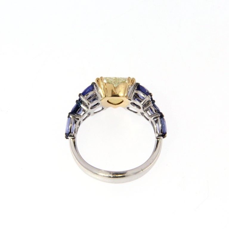 Heart Shaped Solitaire Fancy Color Diamond 18 Karat Gold Ring For Sale ...