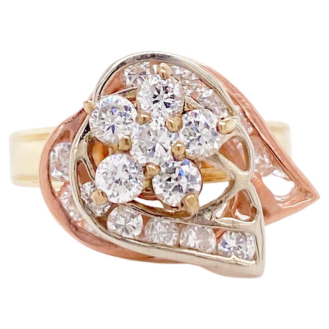 Customizable Twisted Rope Ring w Diamond Multi Row Band in 14K Mixed ...