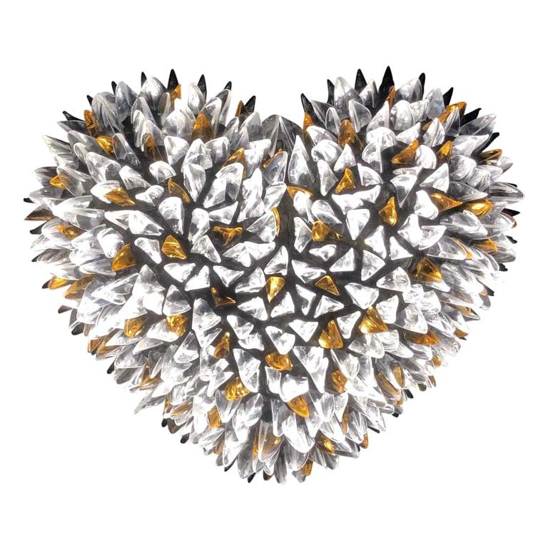 Heart Wall Light Clear Amber Glass Splinters on Metal by Peppino ...