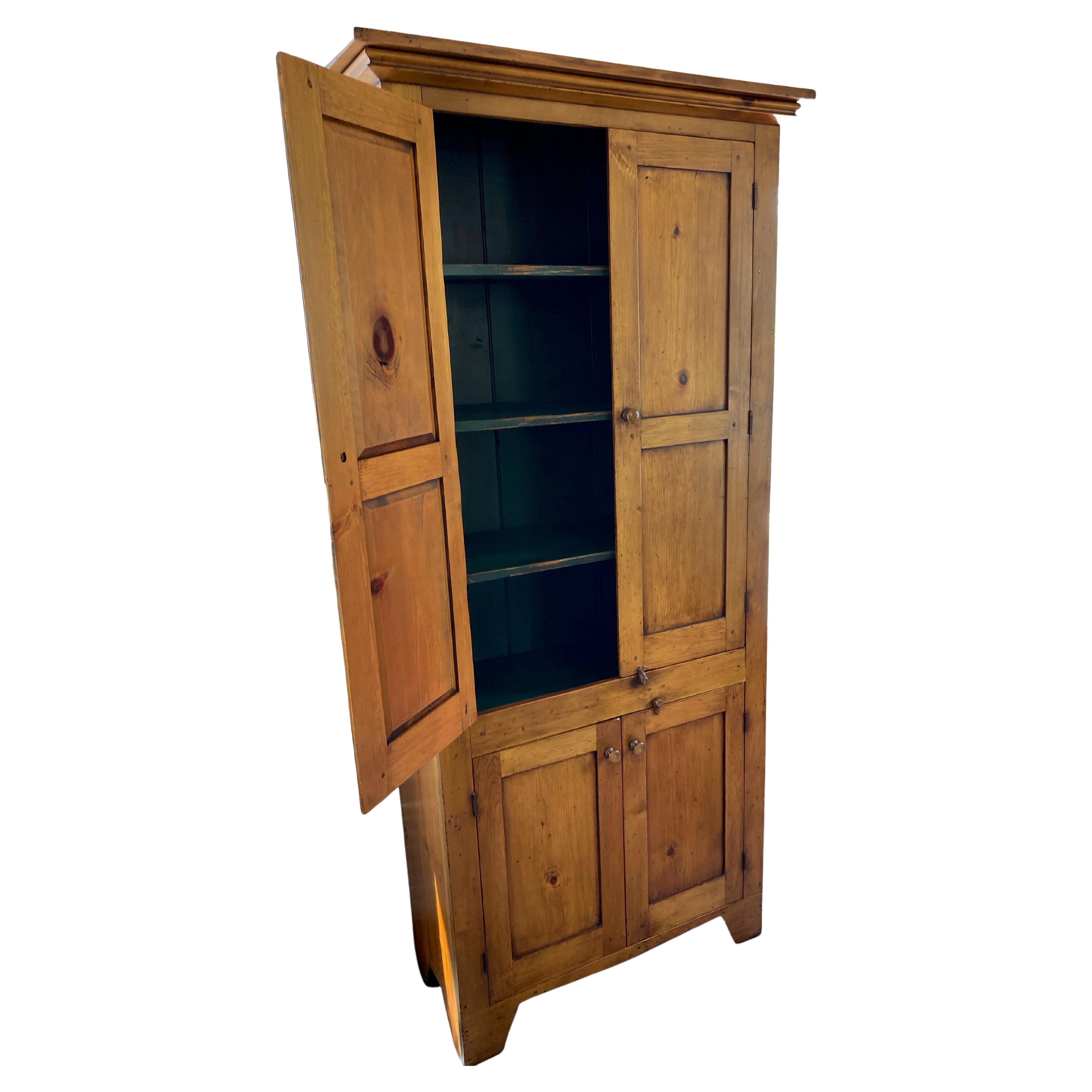 American Country Style Stained Pine Wood Cabinet For Sale at 1stDibs