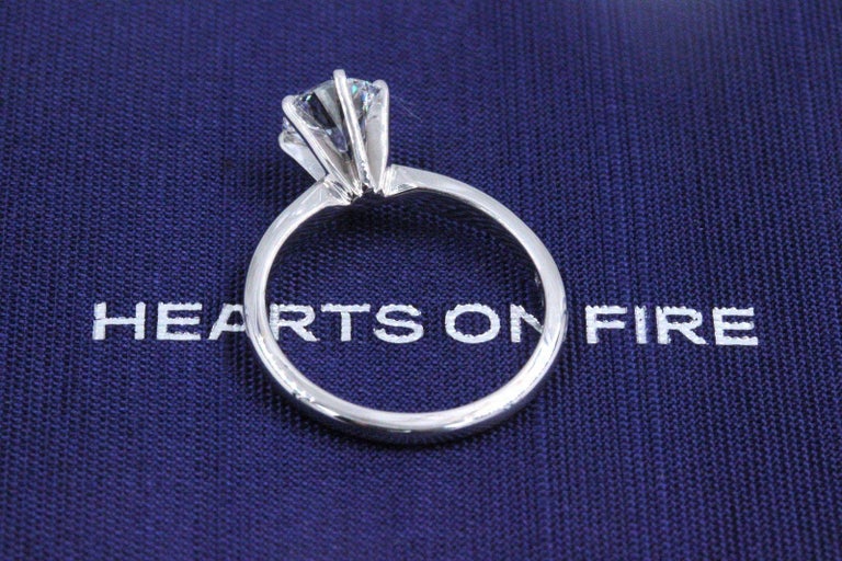 Hearts on Fire Diamond Ring Ideal Round 1.03 Carat F VS2 14 Karat White ...