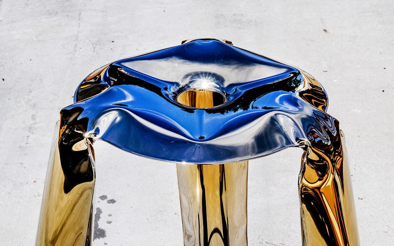 Heat Collection Plopp Kitchen Stool in Gold Stainless Steel by Zieta ...