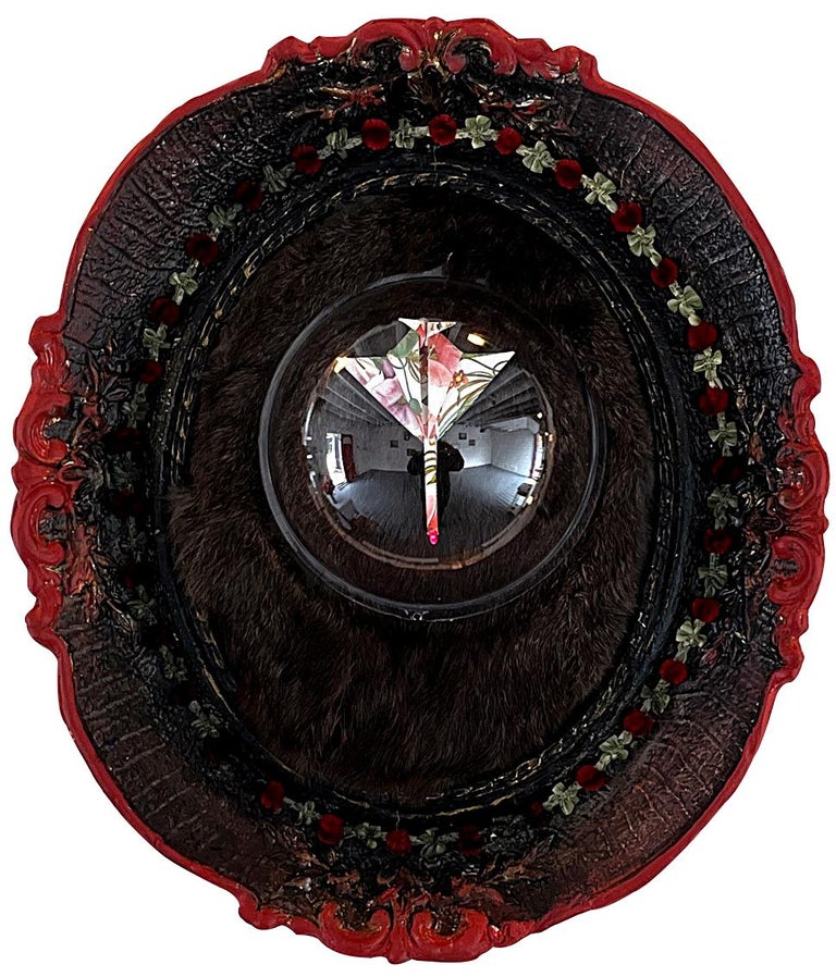 Heather Nicol - "Specimen 2", ornate frame, fur, LED light, paper ...