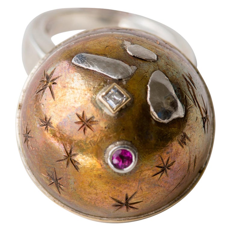 Heavenly Sphere Bronze Silver Platinum and Gold Ring by Mark Timmerman ...