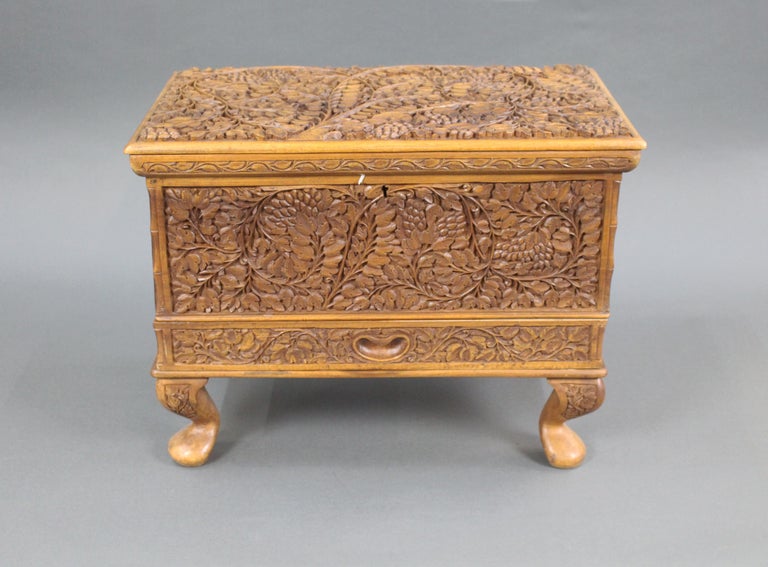 Heavily Carved Footed 19th Century Teak Sewing Chest at 1stDibs