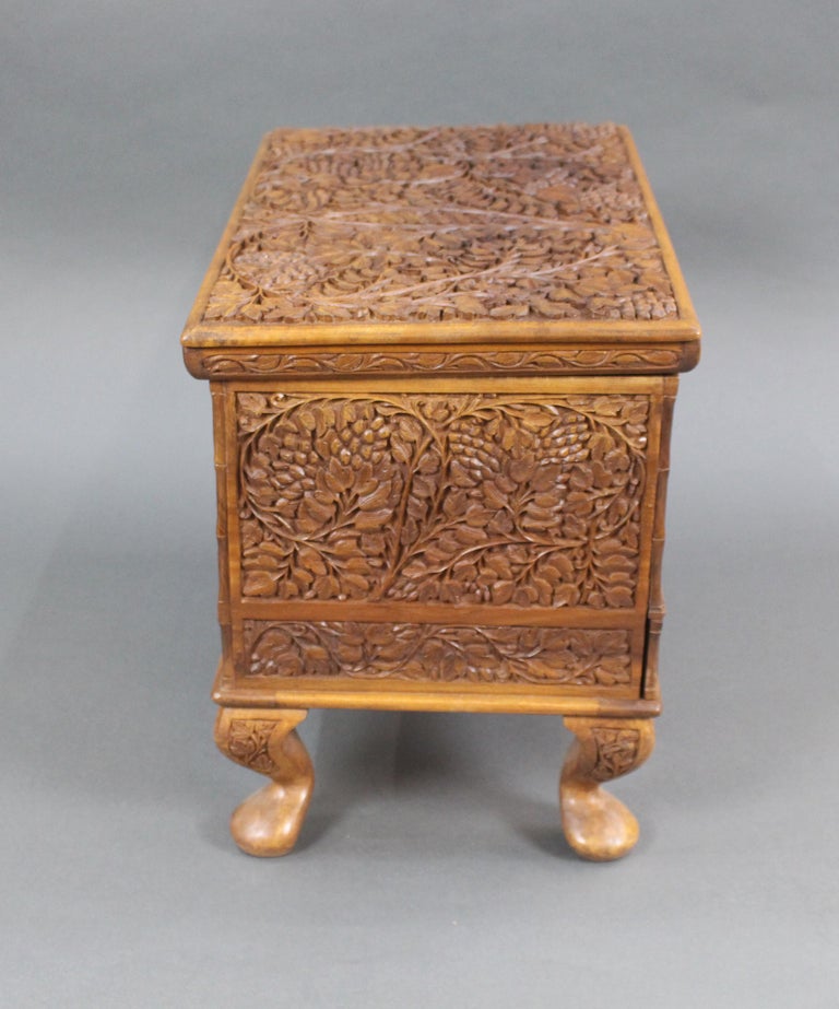 Heavily Carved Footed 19th Century Teak Sewing Chest at 1stDibs