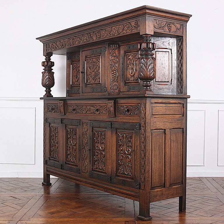 Heavily Carved Impressive Oak Buffet at 1stDibs
