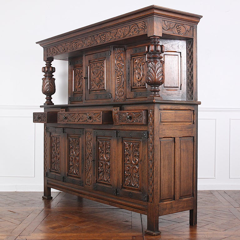 Heavily Carved Impressive Oak Buffet at 1stDibs