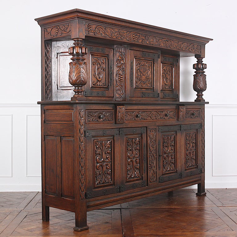 Heavily Carved Impressive Oak Buffet at 1stDibs