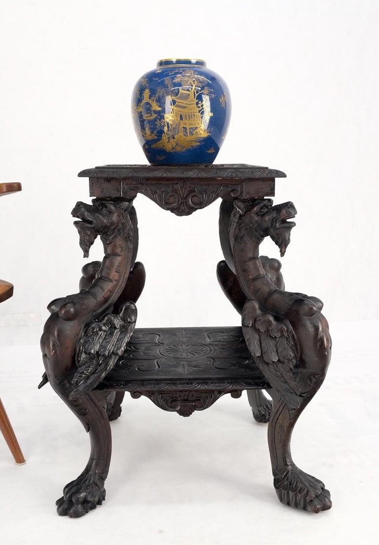 Heavily Carved Japanese Asian Dragon Motive Heavily Carved Two Tier ...