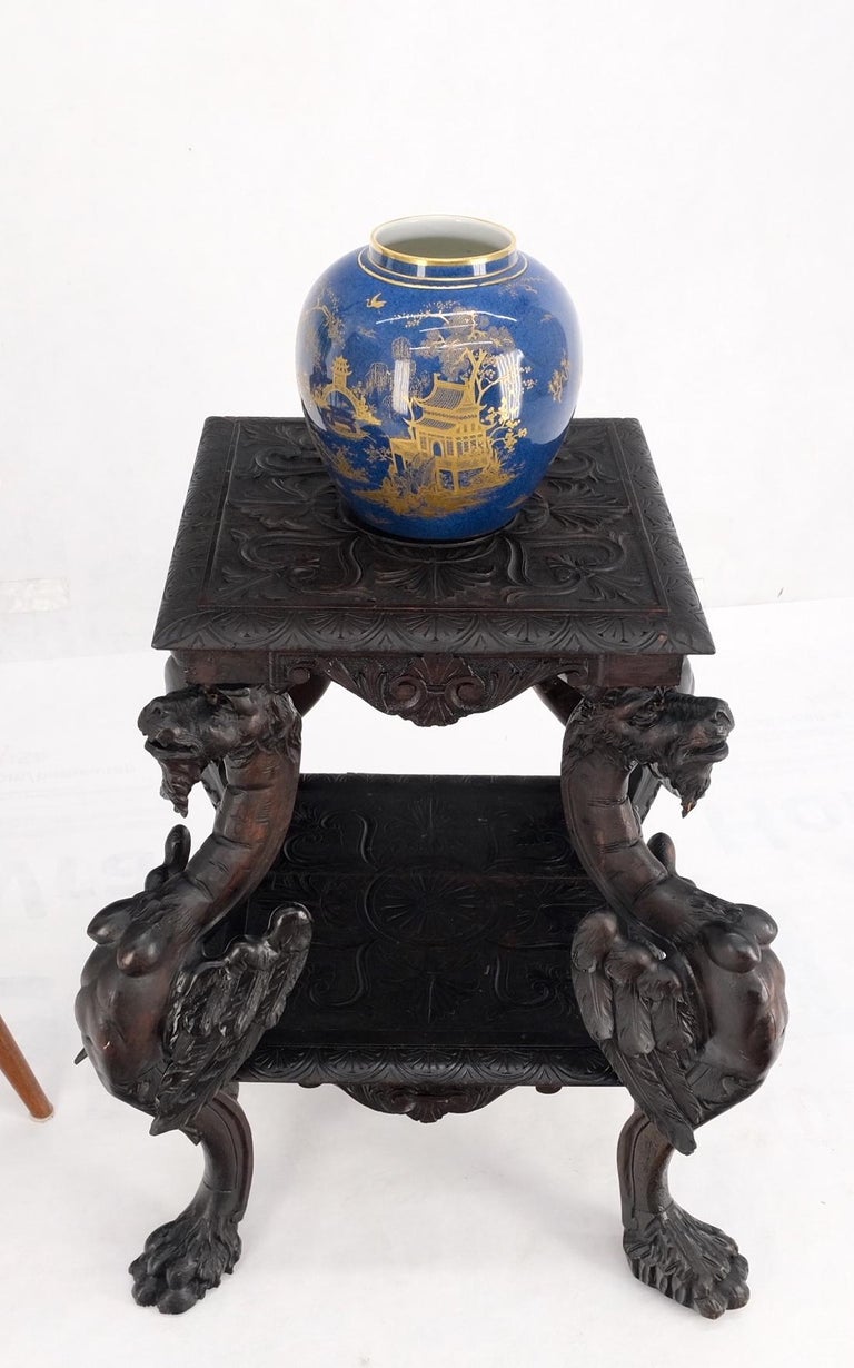 Heavily Carved Japanese Asian Dragon Motive Heavily Carved Two Tier ...