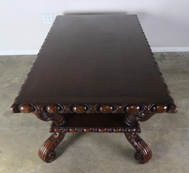 Heavily Carved Rectangular Shaped Walnut Coffee Table at 1stDibs